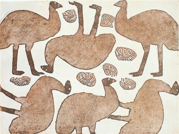 Emu Totem - Etching on Paper – Pormpuraaw
